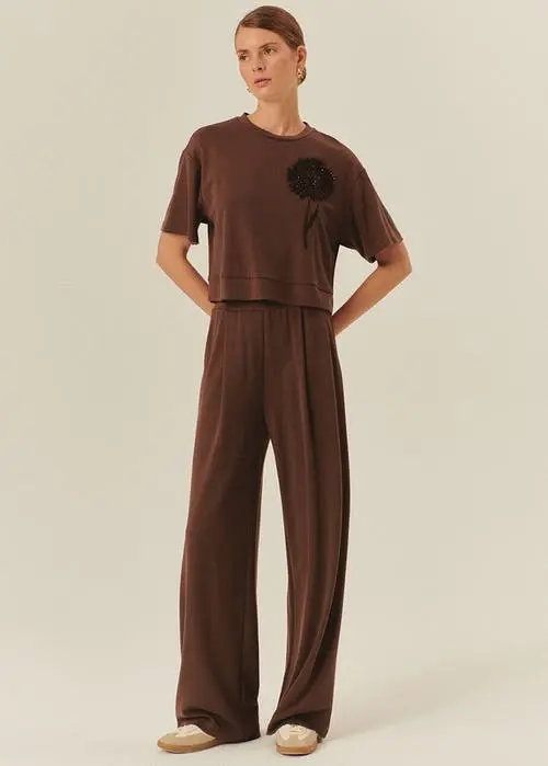 EXQUISE Knit Wide Leg Pants