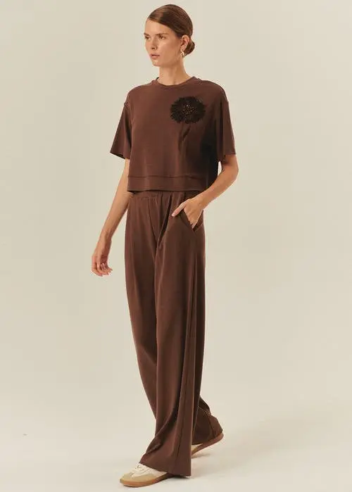 EXQUISE Knit Wide Leg Pants