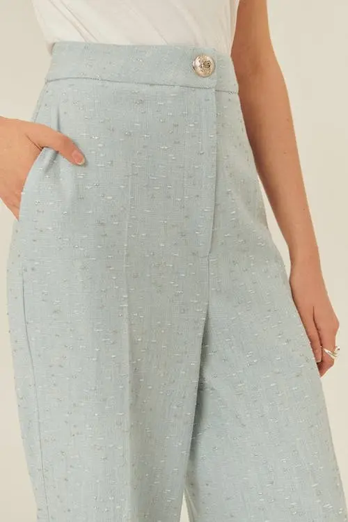 EXQUISE High-waist Trousers With Glossy Accent