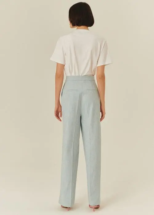 EXQUISE High-waist Trousers With Glossy Accent