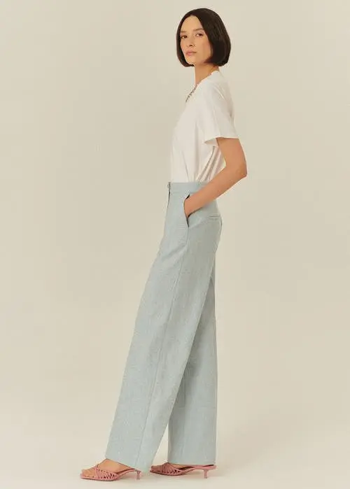 EXQUISE High-waist Trousers With Glossy Accent