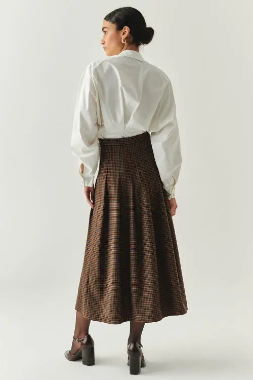 EXQUISE Zayla Checked Midi Skirt