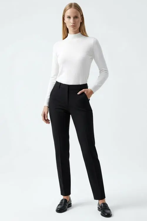 EXQUISE Slim Fit High-waist Woven Pants