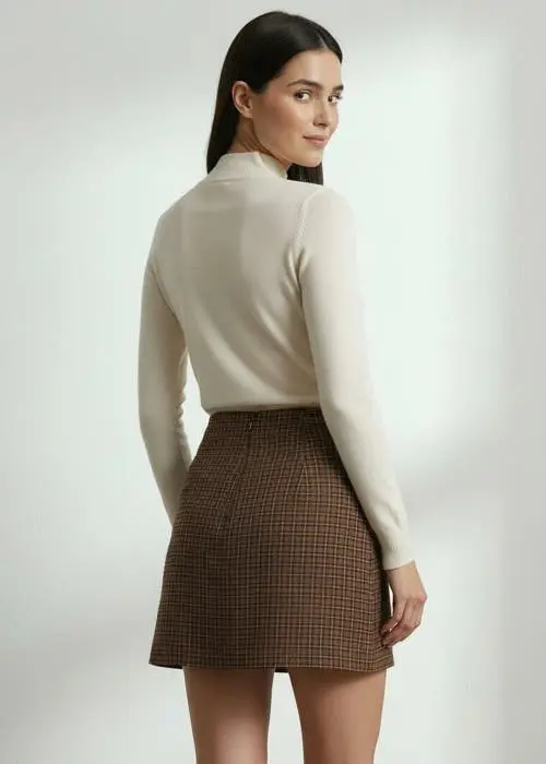 EXQUISE Kalea Check Mini Skirt - Brown