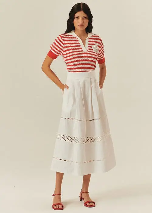 EXQUISE Sydney Midi Skirt - White