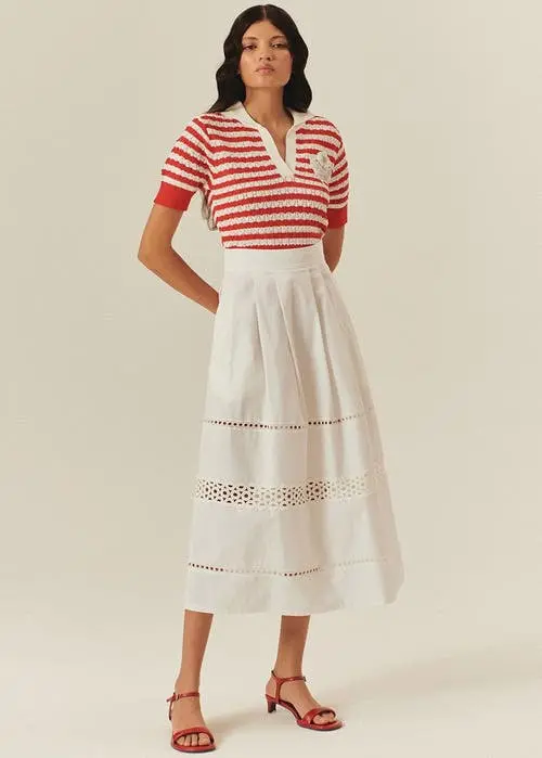 EXQUISE Sydney Midi Skirt - White