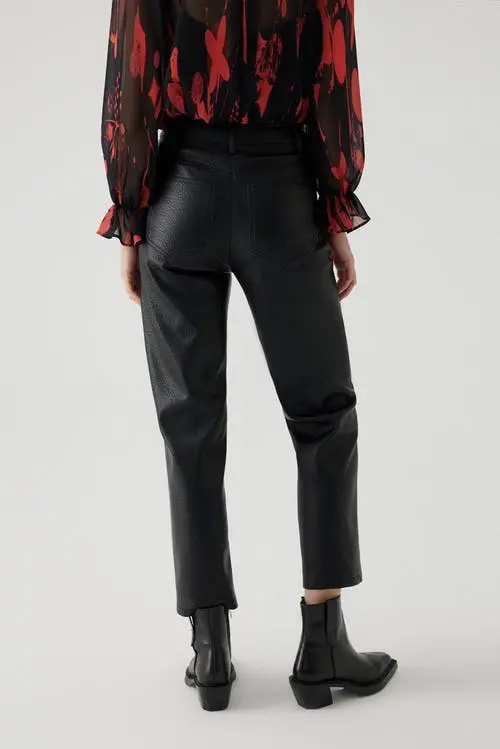 EXQUISE Straight Cut Vegan Leather Pants