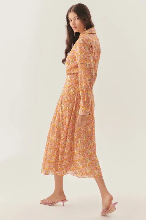 EXQUISE Printed Flared Midi Skirt