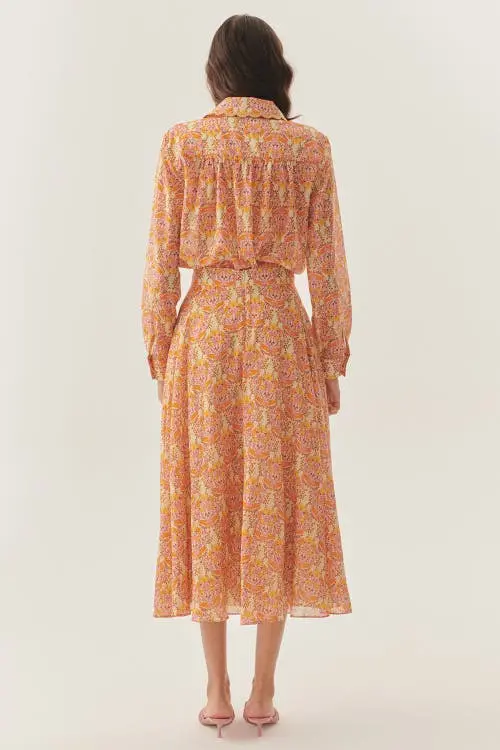 EXQUISE Printed Flared Midi Skirt