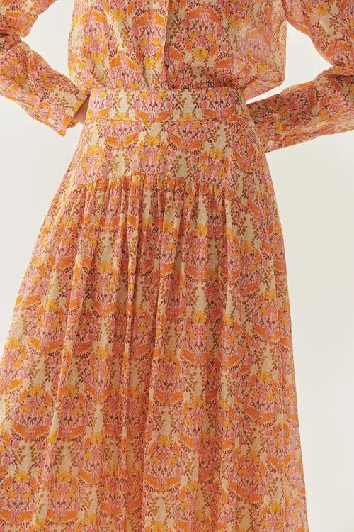 EXQUISE Printed Flared Midi Skirt