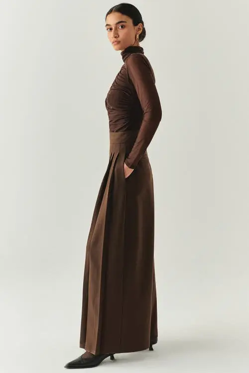 EXQUISE Wide-leg Back-pocketed Knit Pants