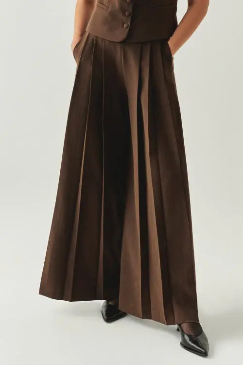 EXQUISE Wide-leg Back-pocketed Knit Pants