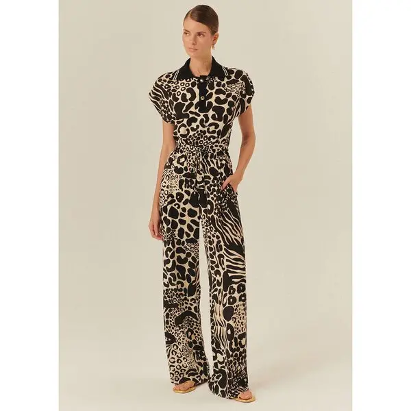 EXQUISE Averie Palazzo Pants - Black-beige