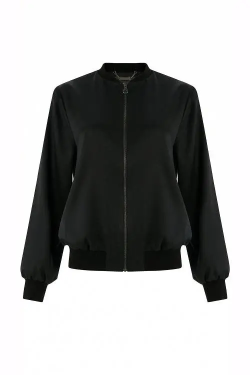 EXQUISE Lacey Satin Bomber Jacket