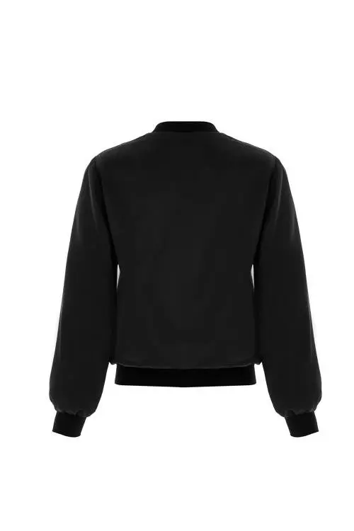 EXQUISE Lacey Satin Bomber Jacket