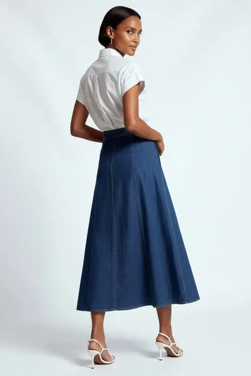 EXQUISE Aliana Denim Midi Skirt