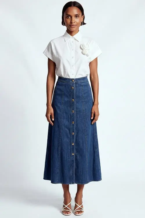 EXQUISE Aliana Denim Midi Skirt