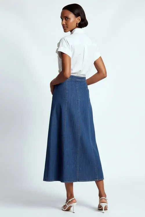 EXQUISE Aliana Denim Midi Skirt