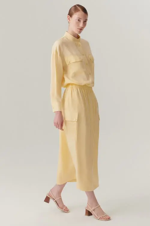 EXQUISE Pleated Midi Skirt