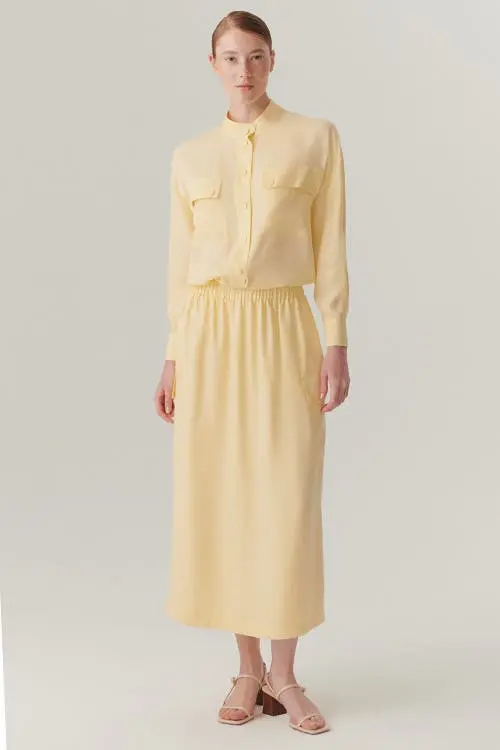 EXQUISE Pleated Midi Skirt