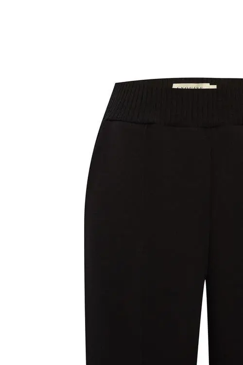 EXQUISE Elastic Waist Straight Cut Pants