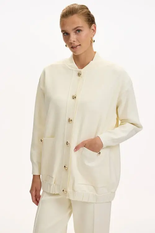 EXQUISE Barbara Knit Cardigan - Ecru