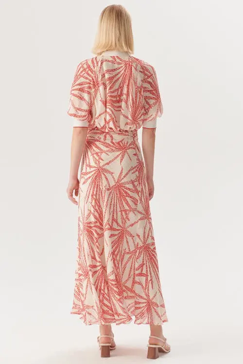 EXQUISE Drawstring Waist Midi Skirt