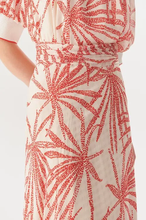 EXQUISE Drawstring Waist Midi Skirt
