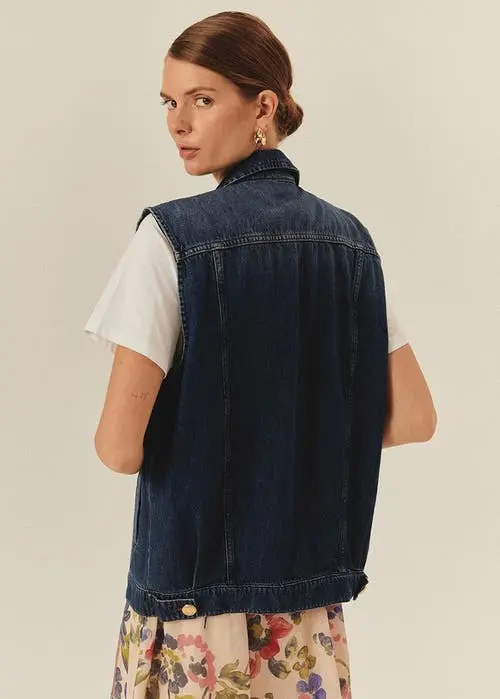 EXQUISE Serena Embellished Denim Vest