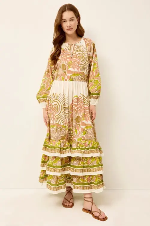 MARIE OLIVER Irving Maxi Dress With Drawstring Waist And Raglan Sleeves - Solara