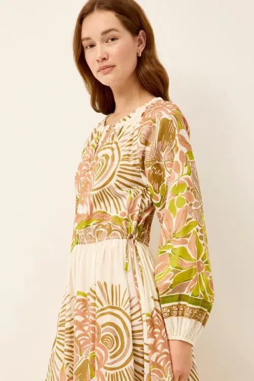 MARIE OLIVER Irving Maxi Dress With Drawstring Waist And Raglan Sleeves