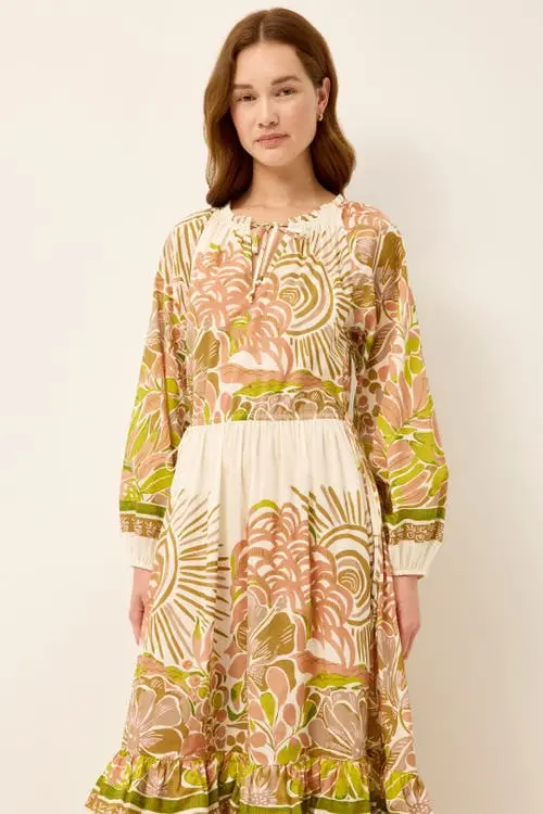 MARIE OLIVER Irving Maxi Dress With Drawstring Waist And Raglan Sleeves