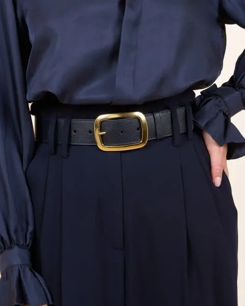 VAINCOURT La Captivante Brass Buckle Leather Belt