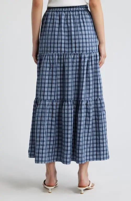 Princess Polly Rockwell Check Tiered Midi Skirt