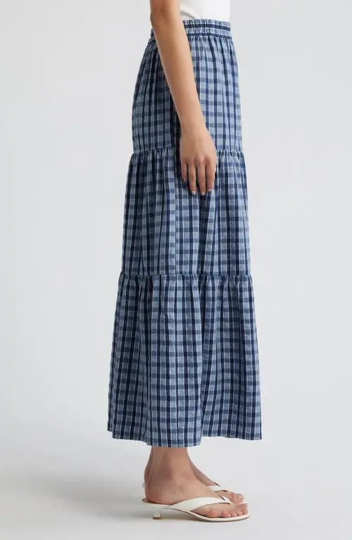 Princess Polly Rockwell Check Tiered Midi Skirt