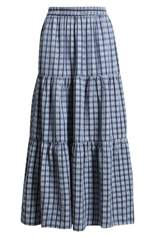Princess Polly Rockwell Check Tiered Midi Skirt