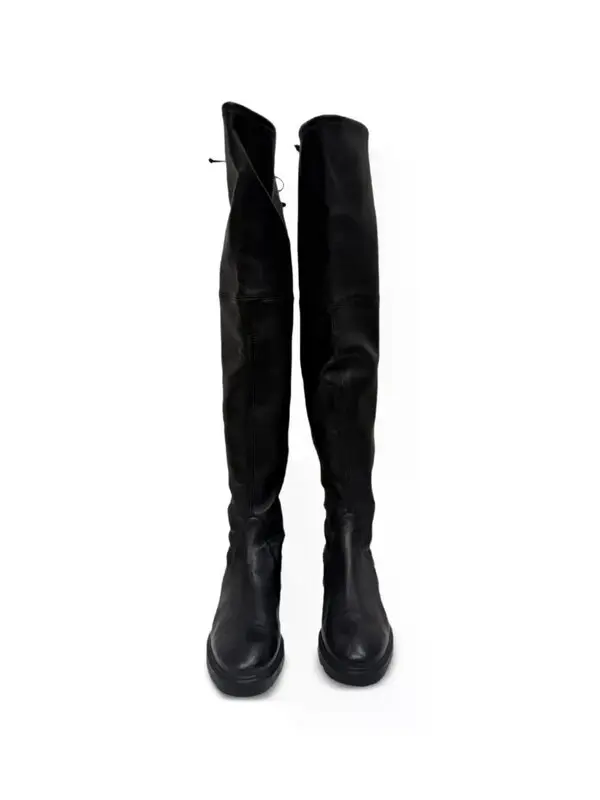STUART WEITZMAN Over-the-knee Leather Boots With Rear Tie Fastening - Black