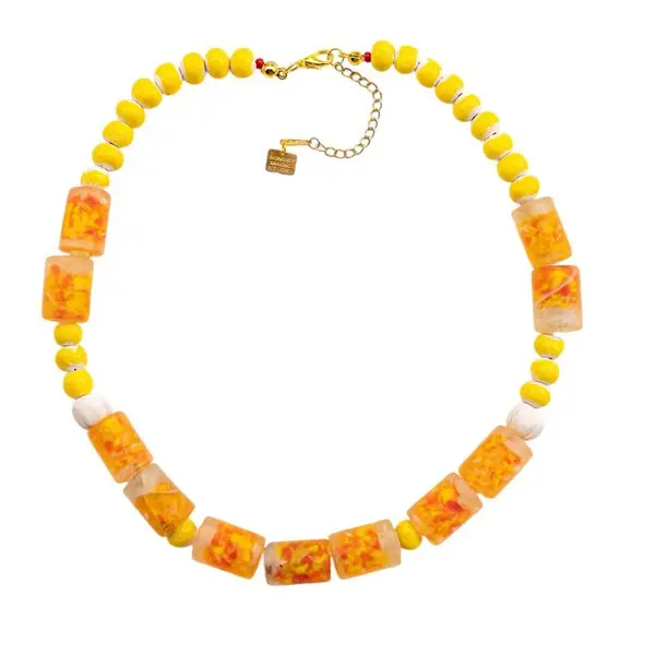 SUNSET MAGIC STUDIO African Glass Ceramic Necklace - Yellow