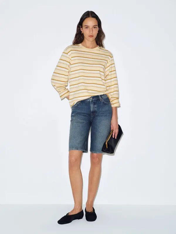 REFORMATION Finley Low Rise 11" Baggy Jorts - Blue
