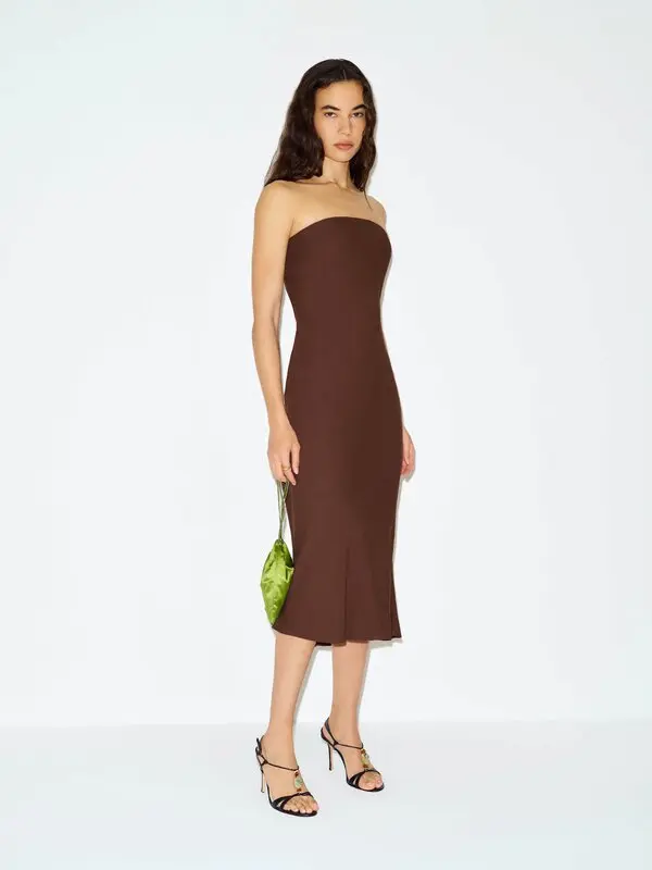 REFORMATION Koto Strapless Midi Dress - Brown