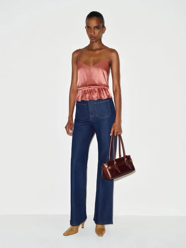 REFORMATION Fiorenzo Silk Top - Pink