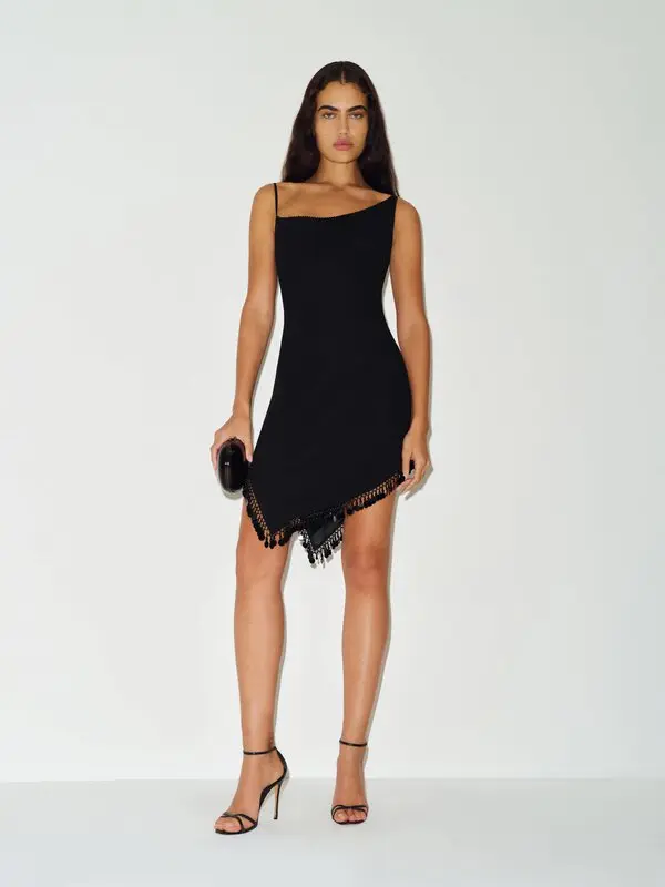 REFORMATION Mirta Asymmetrical Embellished Mini Dress
