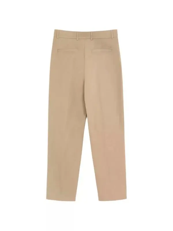 Valentino Garavani Trousers In Cotton Gabardine With Vlogo Embroidery - Neutrals