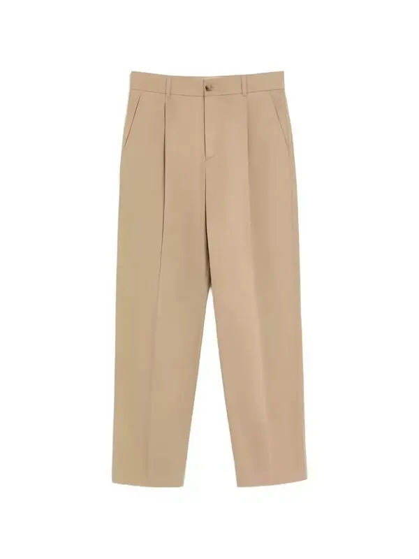 Valentino Garavani Trousers In Cotton Gabardine With Vlogo Embroidery - Neutrals