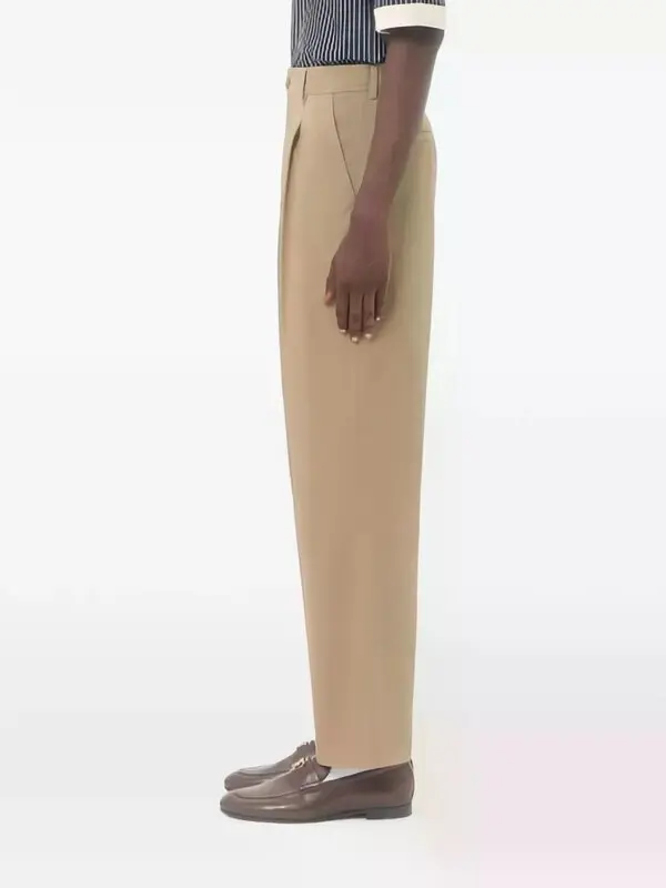 Valentino Garavani Trousers In Cotton Gabardine With Vlogo Embroidery - Neutrals