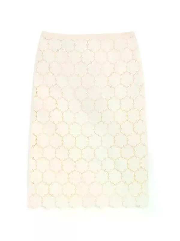 Valentino Garavani Cotton Fleurs À Jour Skirt - Neutrals