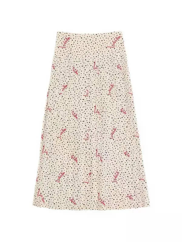 Valentino Garavani Plus De Pois Bubble Print Crepe De Chine Maxi Skirt - Neutrals