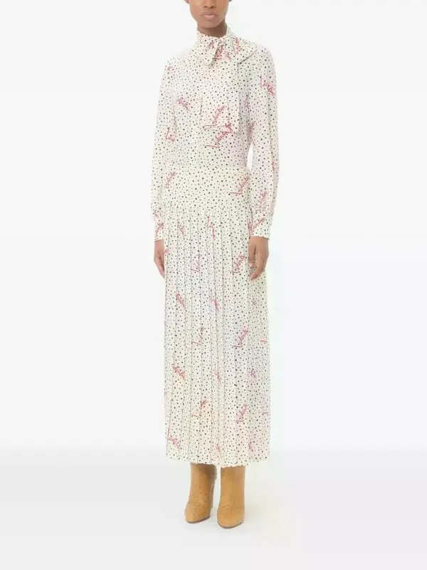 Valentino Garavani Plus De Pois Bubble Print Crepe De Chine Maxi Skirt - Neutrals