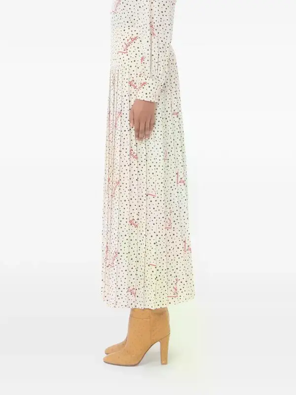 Valentino Garavani Plus De Pois Bubble Print Crepe De Chine Maxi Skirt - Neutrals