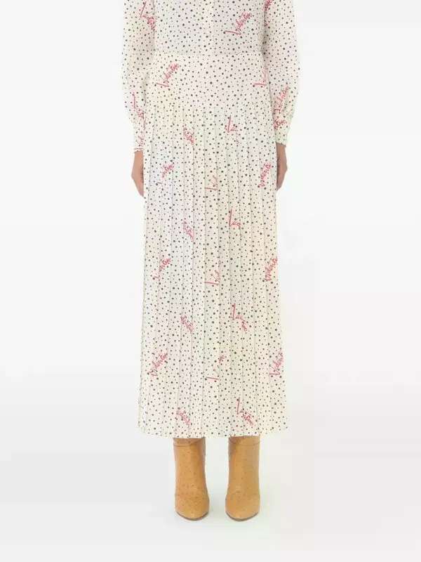Valentino Garavani Plus De Pois Bubble Print Crepe De Chine Maxi Skirt - Neutrals